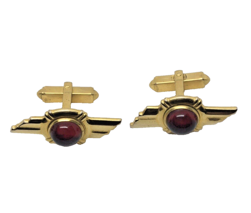 Vintage ANSON Gold-tone Wing Red Cabochon Cuff Links | eBay