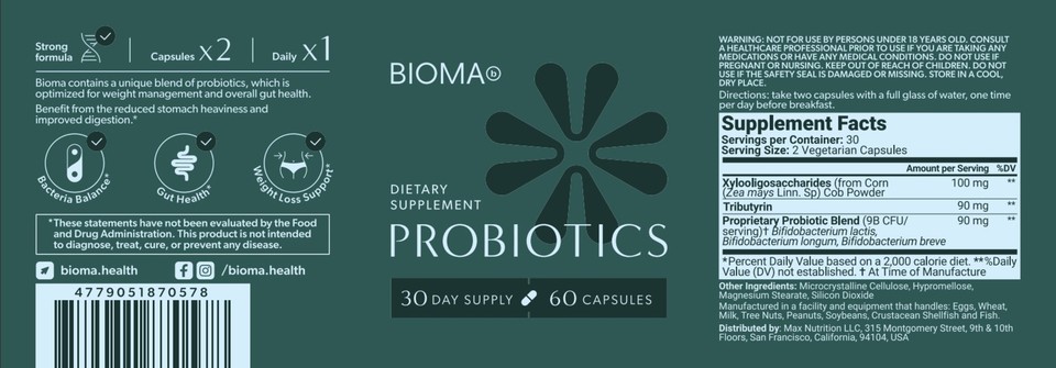 Bioma Probiotics For Digestive Health, 3 In 1 Gut Health Probiotics US ...