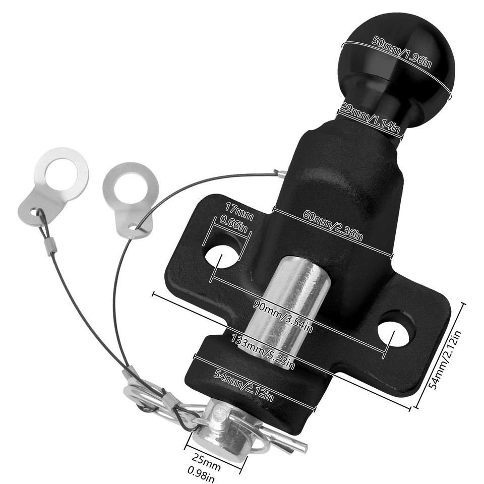 3.5T TONNE 3500kg 50MM Universal TOW BALL & PIN HITCH TOWING BAR JAW ...