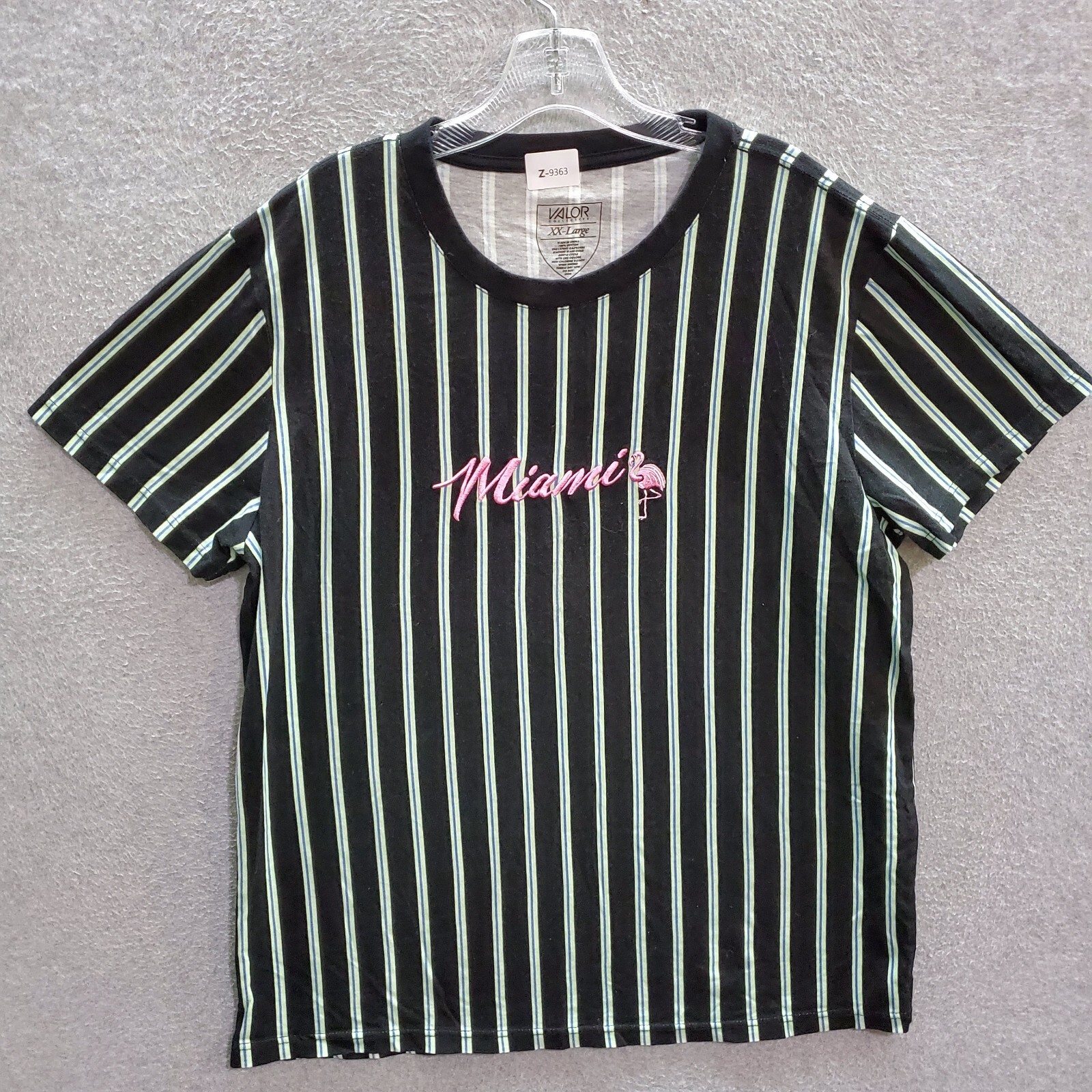 Valor Collective Men T-Shirt 2XL Black Striped Miami Flamingo ...