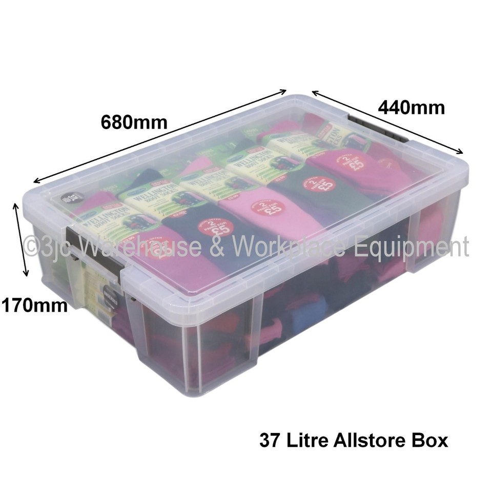 NEW Allstore Commercial Quality Clear Plastic Storage Box Boxes & Lids ...