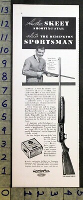 1934 CLARK GABLE SPORTSMAN HUNT REMINGTON SKEET GUN KLEANBORE AMMO AD ...