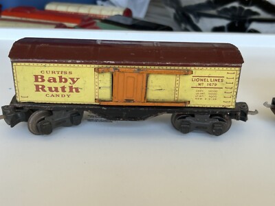 6. Vintage two Lionel pre war train cars “Curtiss Baby Ruth Candy” box ...