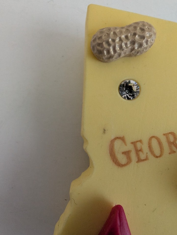 Clay Critters magnet GEORGIA yellow state shaped fridge souvenir made ...