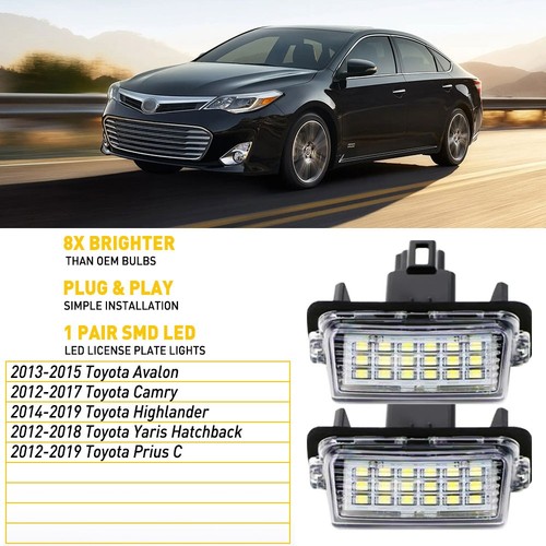 2X Rear LED License Plate Light For Toyota Yaris Camry Highlander ...