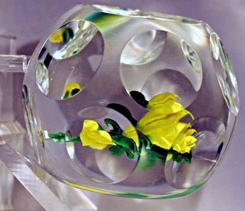 SCARCE Fantastic McDOUGALL Yellow ROSES Bouquet MULTIFACETED Glass ...