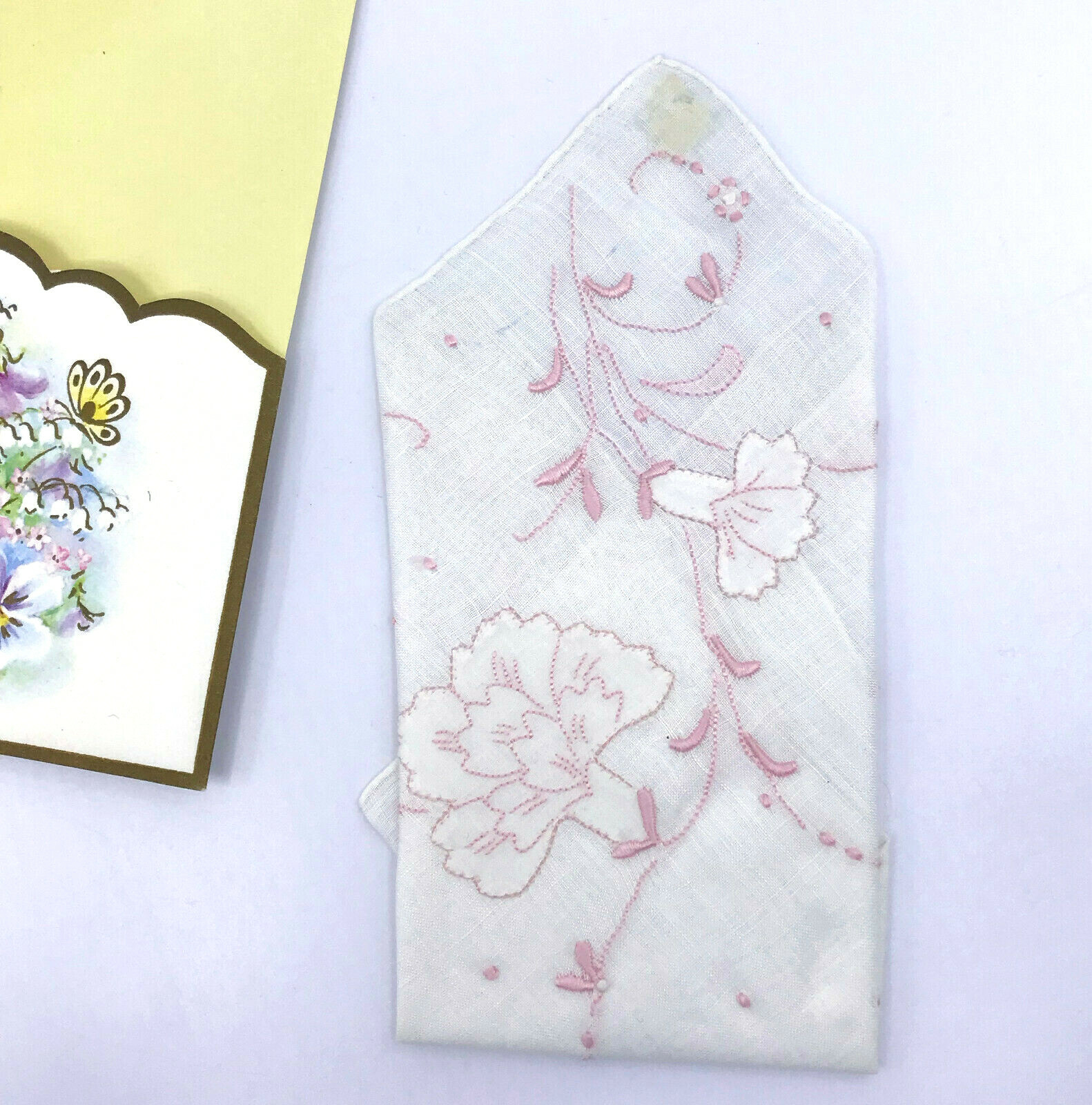 Hanky Paper Doll Card and Hankie Gift Folder Linen Handkerchief x 2 Vtg ...
