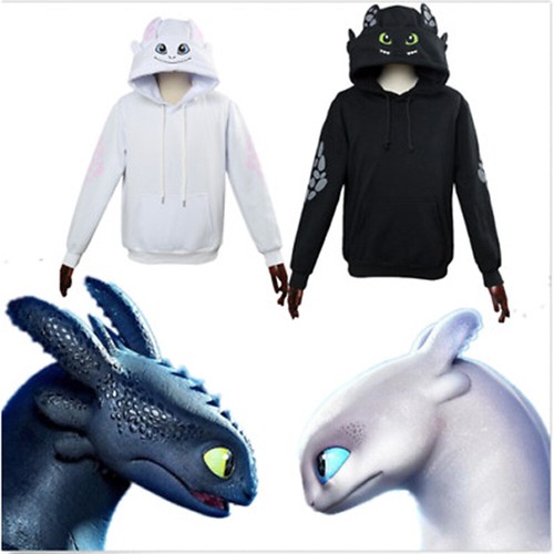 Adult Dragon Toothless & White Furry Pullover Hoodie Cosplay Sweatshirt ...