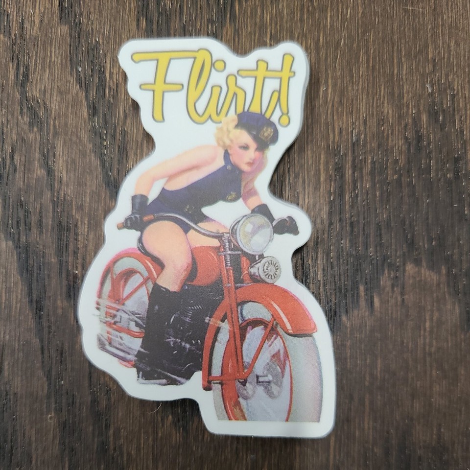 Small Motorcycle Flirt Pinup Girl Adult Humor Sticker For Phone Guitar ...