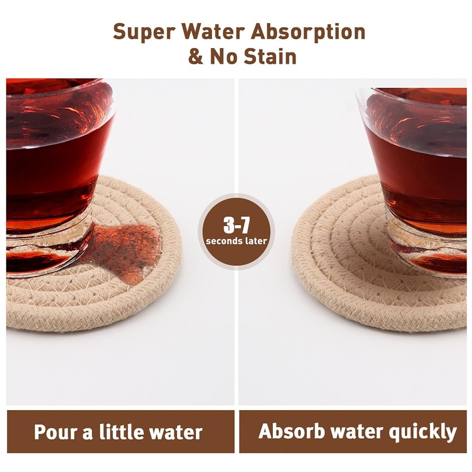8 Pcs Boho Coasters for Drinks,4 Colors Absorbent Drink Coasters with ...
