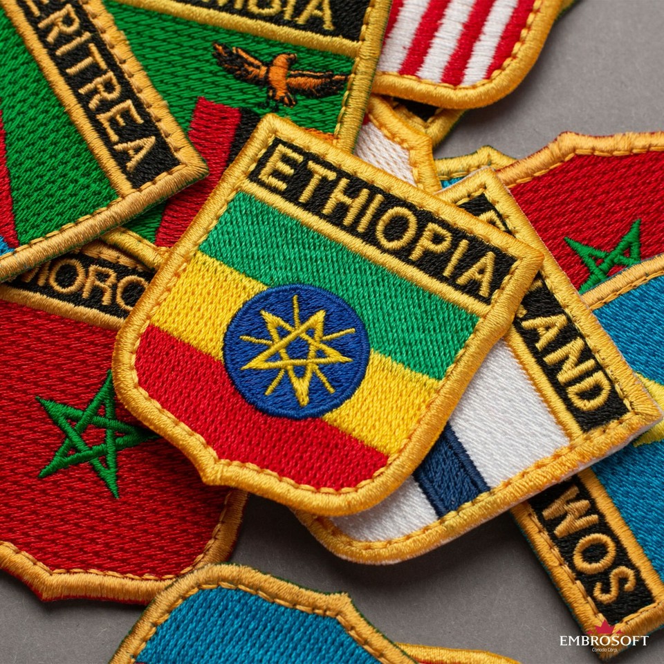 Country Flag On Shield Emblem Embroidered Patch Iron On / Sew On | eBay