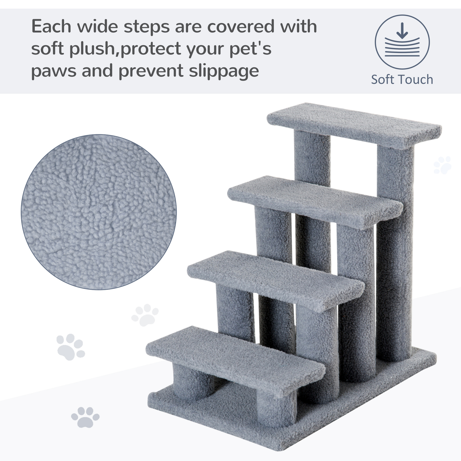 24'' Cat Tree 4-Step Stairway Perch Scratcher Pet Steps Stairs Dog Ramp ...