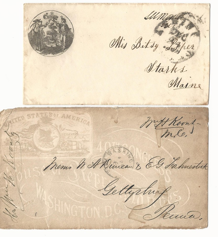 19th Century Congressional Free Franks Cover Lot: Over 100 with Civil ...