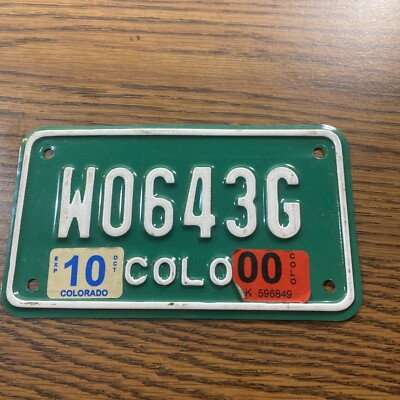 Vintage 2000 Colorado Motorcycle License Plate W0643G License Tag - A74 ...