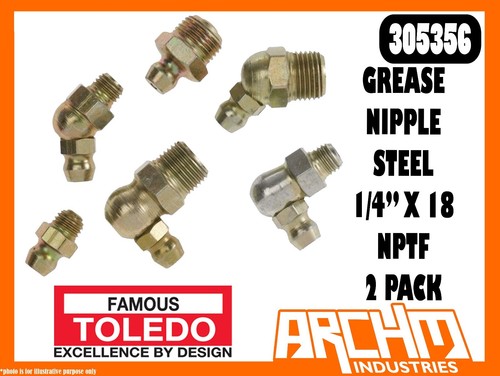 TOLEDO 305356 - GREASE NIPPLE STEEL BUTTON HEAD TAPER THREAD 1/4” X 18 ...