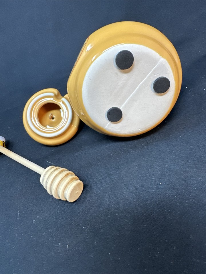 New Honey Pot Miel Ceramic Beehive Jar Daisy Handle Lid Wood Bumble Bee ...