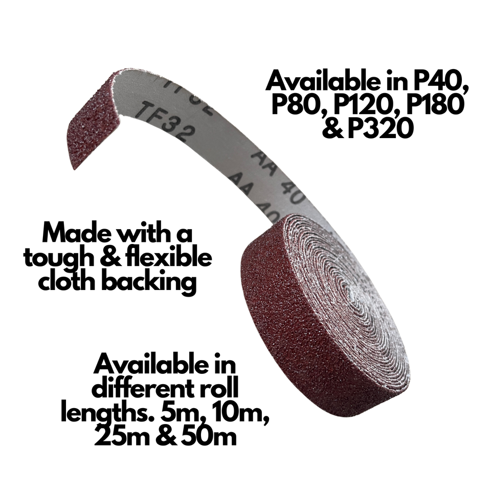 25mm Emery Cloth Roll Fine Medium Coarse 40 60 80 120 180 320 Grit ...