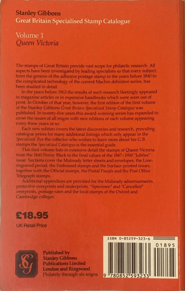 QUEEN VICTORIA Stanely Gibbons Specialised Catalogue TENTH EDITION PRE ...