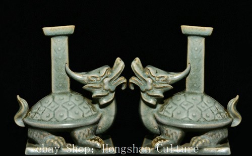 8''Old Dynasty Ru Kiln Porcelain Dragon Loong Turtle Tortoise Xiang Xun ...