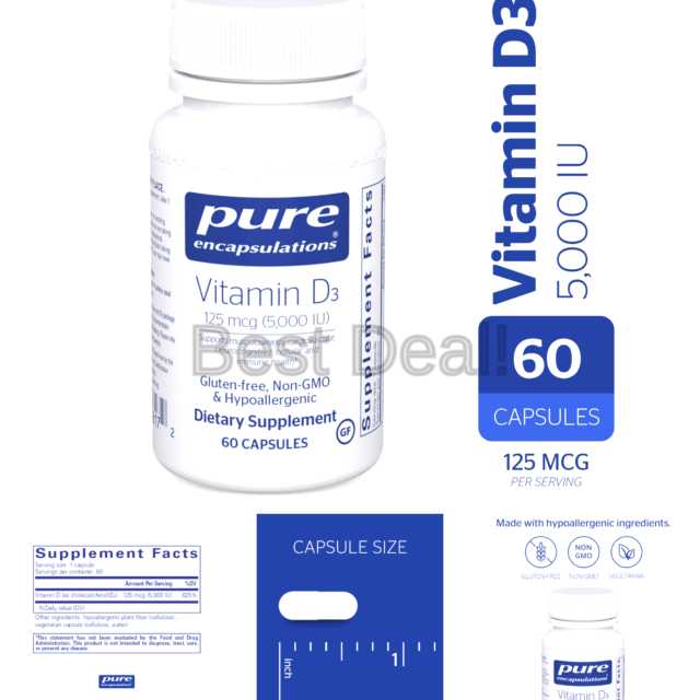 Pure Encapsulations Vitamin D3 5000 IU 60 Vcaps for sale online | eBay