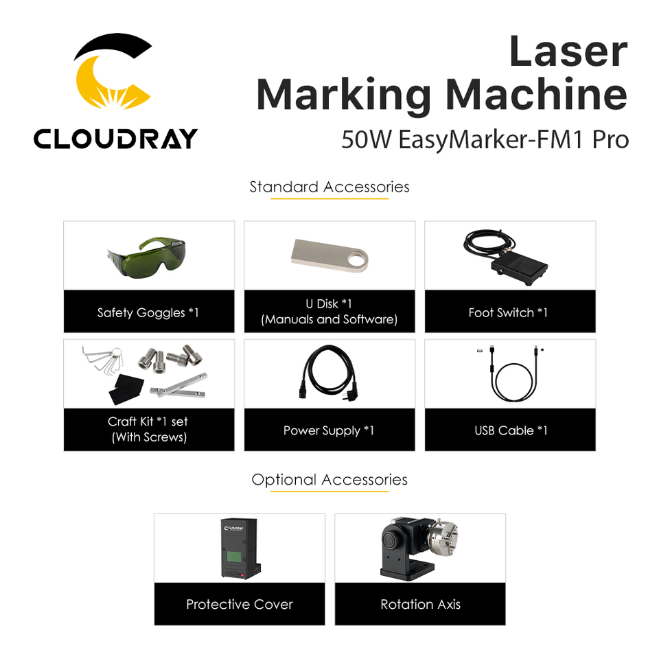 Cloudray 50W Portable Fiber Laser Marking Machine Metal Engraver 4.3x4 ...