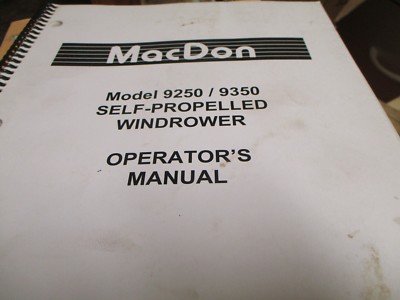 MacDon 9250 9350 Self Propelled Windrower Operators Manual | eBay
