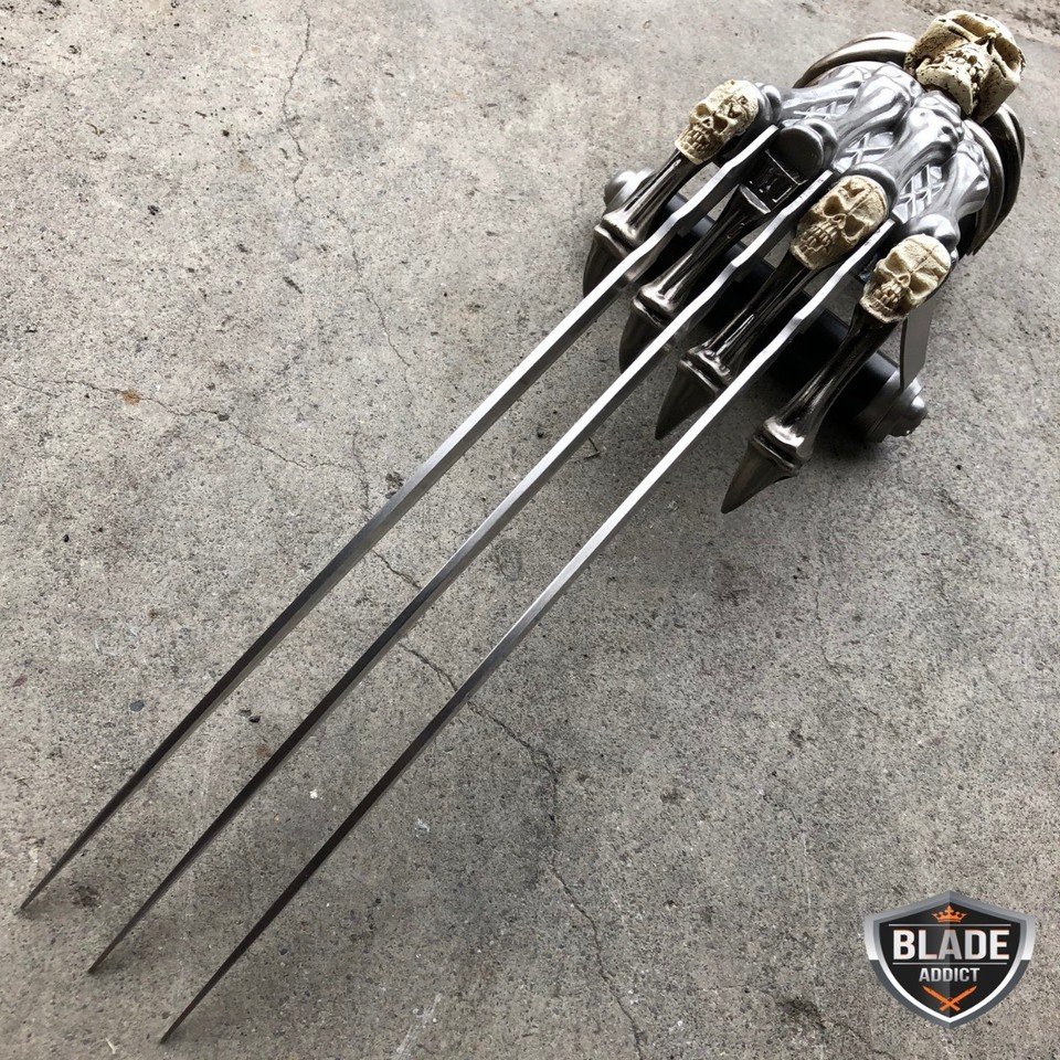 17" Fantasy Wolverine Claw & Skull Skeleton Knife Dagger w/ Handle ...