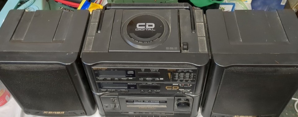Vintage Sharp Boombox CDCassette AM/FM Radio Detachable Speakers GX ...