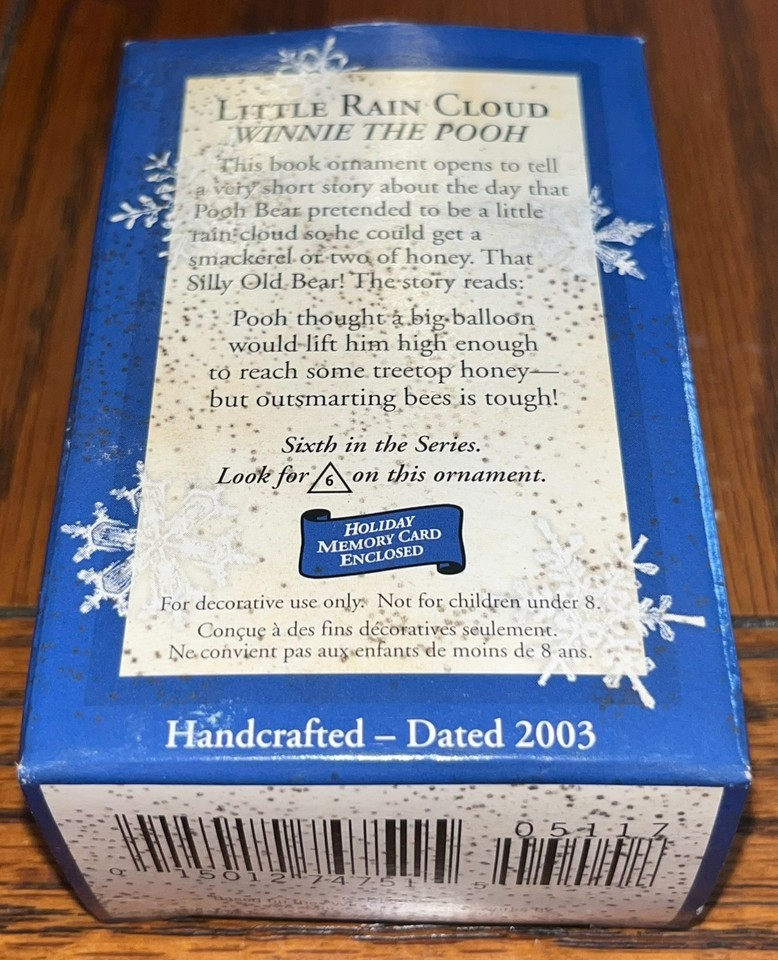 2004 HALLMARK DISNEY'S WINNIE THE POOH - LITTLE RAIN CLOUD CHRISTMAS ...