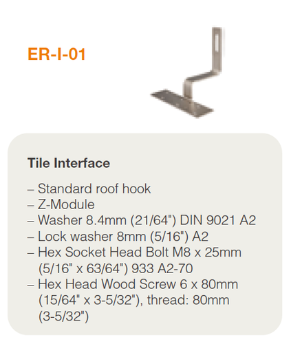 Clenergy Tile Interface Mounting Bracket x2 PV-ezRack ER-I-01 Foot 6 ...