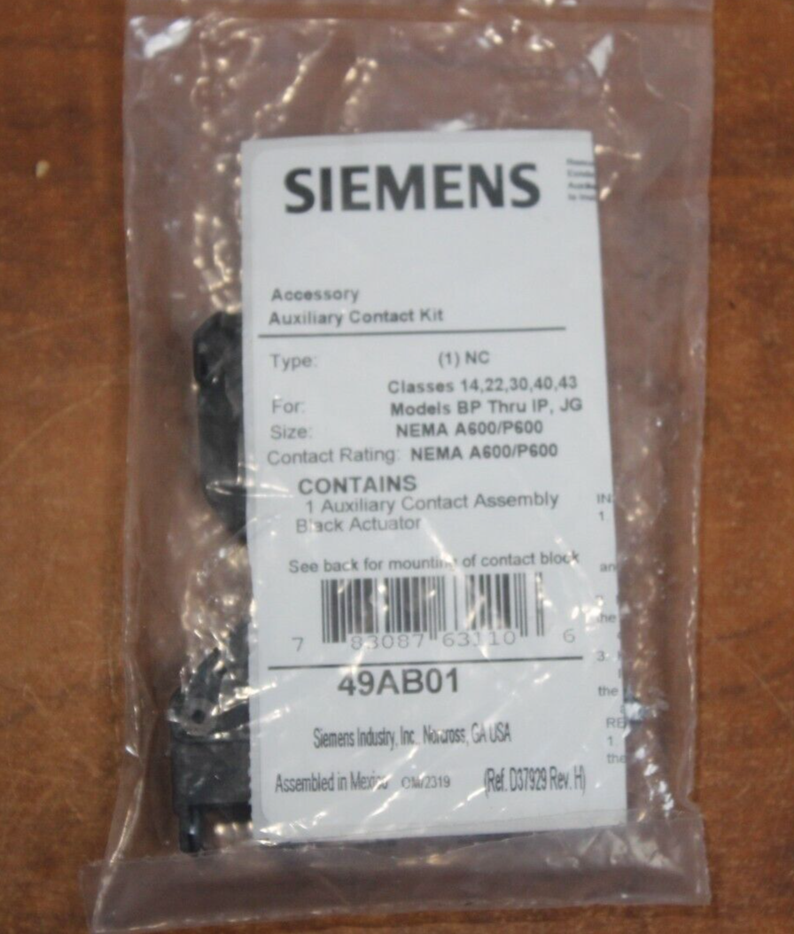 Siemens 49AB11 Starter and Contactor Auxiliary Contact Kit for sale ...