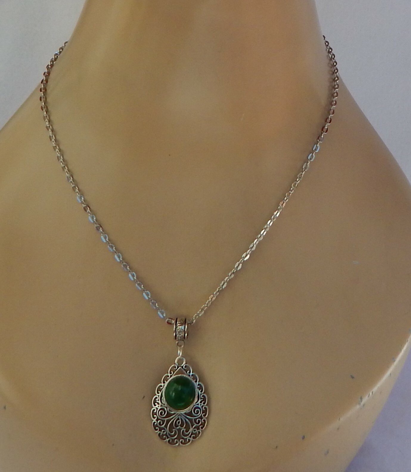 Celtic Necklace Knot Green Silver Jewelry Handmade Fashion Women Chain ...