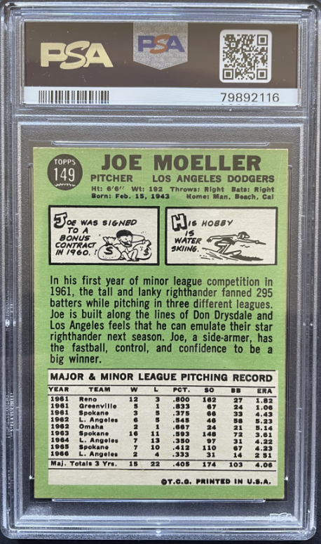 1967 Topps Joe Moeller #149 "White Streak" PSA 6 EX-MT | eBay