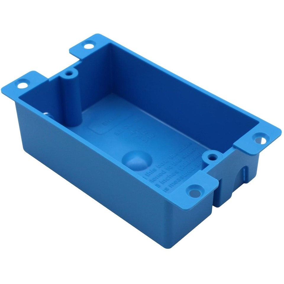1-Gang Old Work Shallow Outlet Box, Blue PVC Plastic Junction Box, 8 ...