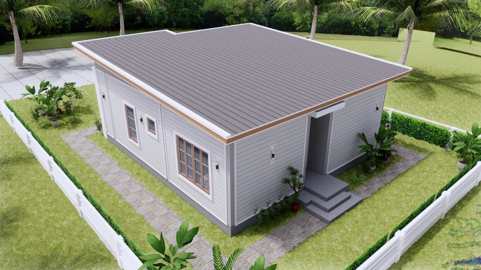 27x30 Feet Small House Plan 8x9 Meter 2 Beds 1 Bath Shed Roof PDF (A4 ...