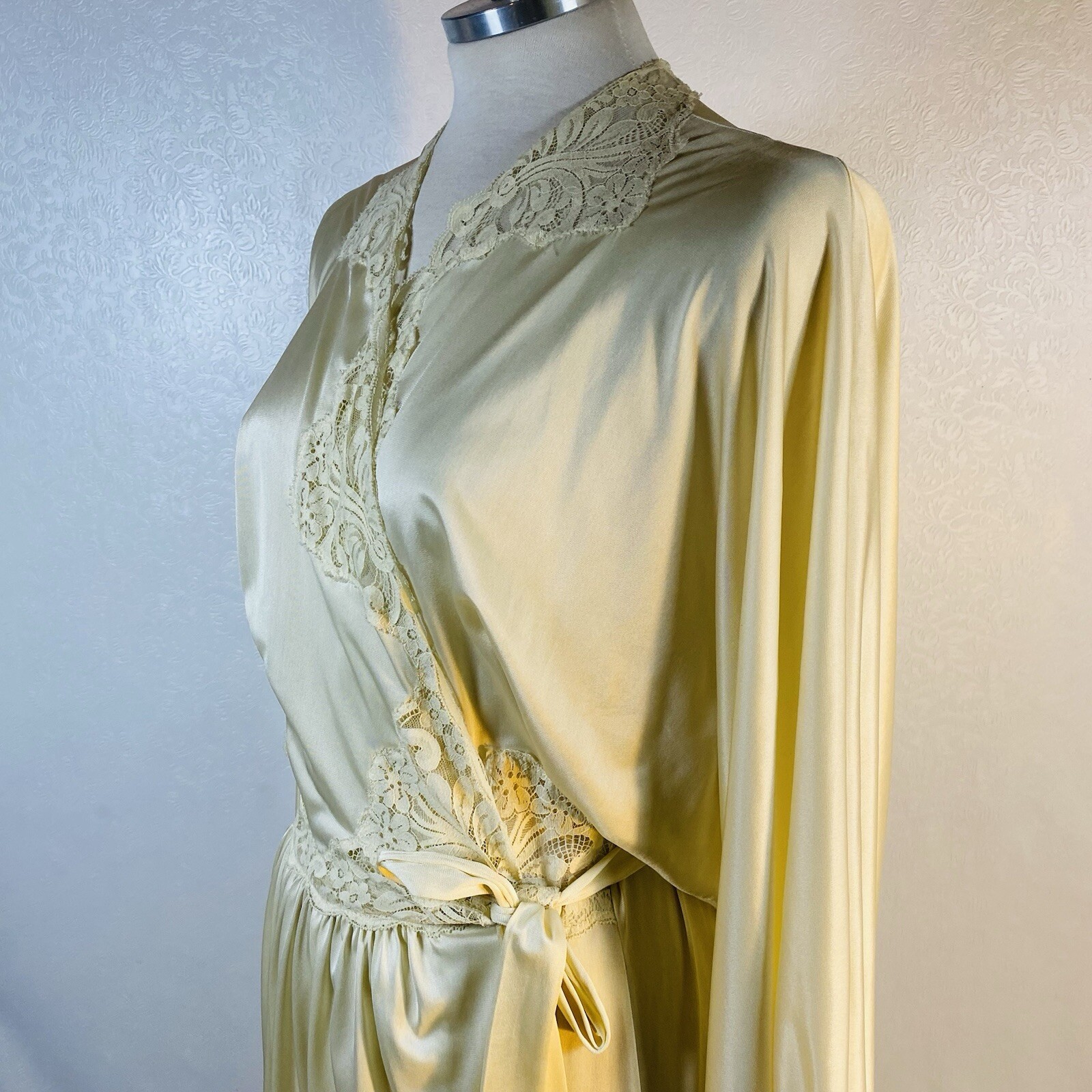 Vtg Rosa Puleo Szule Lily of France Robe sz M Maxi Satin Nylon Lace ...