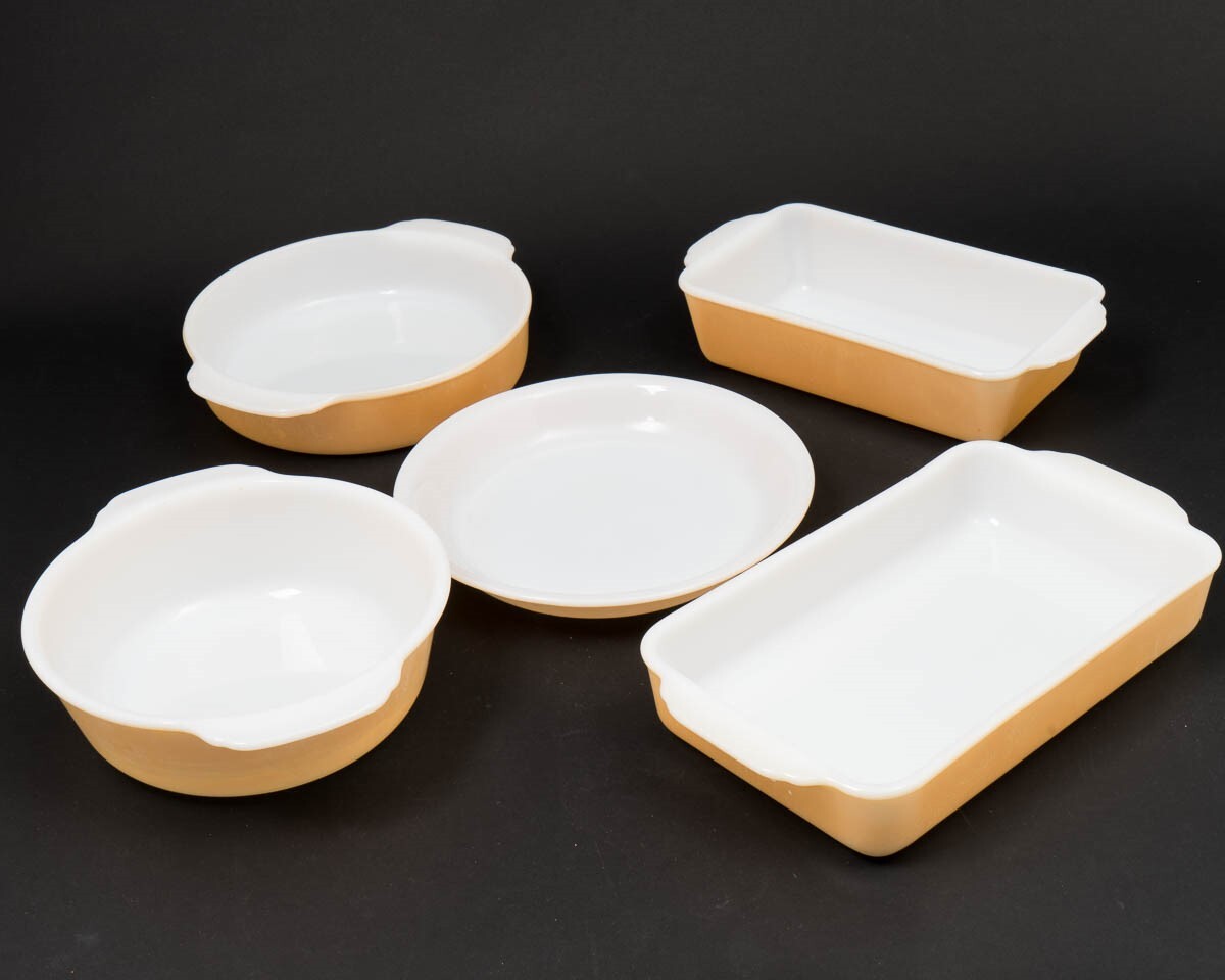 5-pc Set Pyrex Fire King Baking Dishes Souffle Pie Bread Cake 409 410 450 460 | eBay