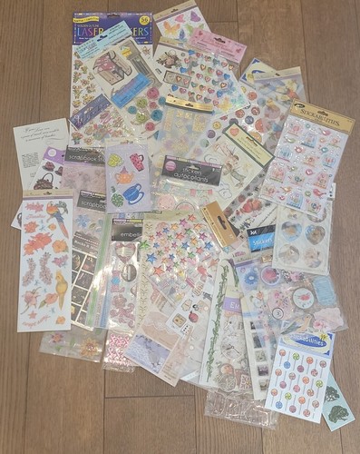 QTY 40 1 LB Stickers Flowers Butterflies Birds Hearts Buttons Borders ...