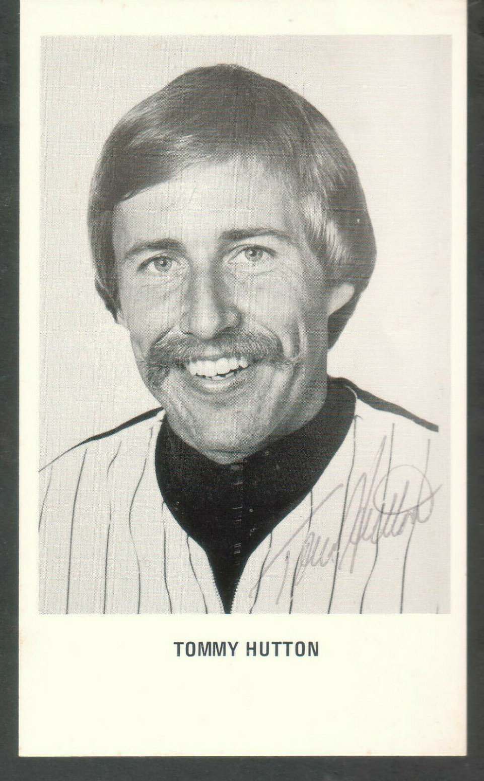Phillies Tom Tommy Hutton signed photo card 3 1/4 inches by 5 1/2 ...