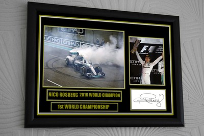 Nico Rosberg World Champion Signed A3 Tribute Large Black Framed "Great ...