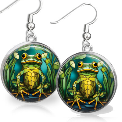 Faux Stained Glass Frog Froggy Amphibian Lover Gift .925 Dangle ...