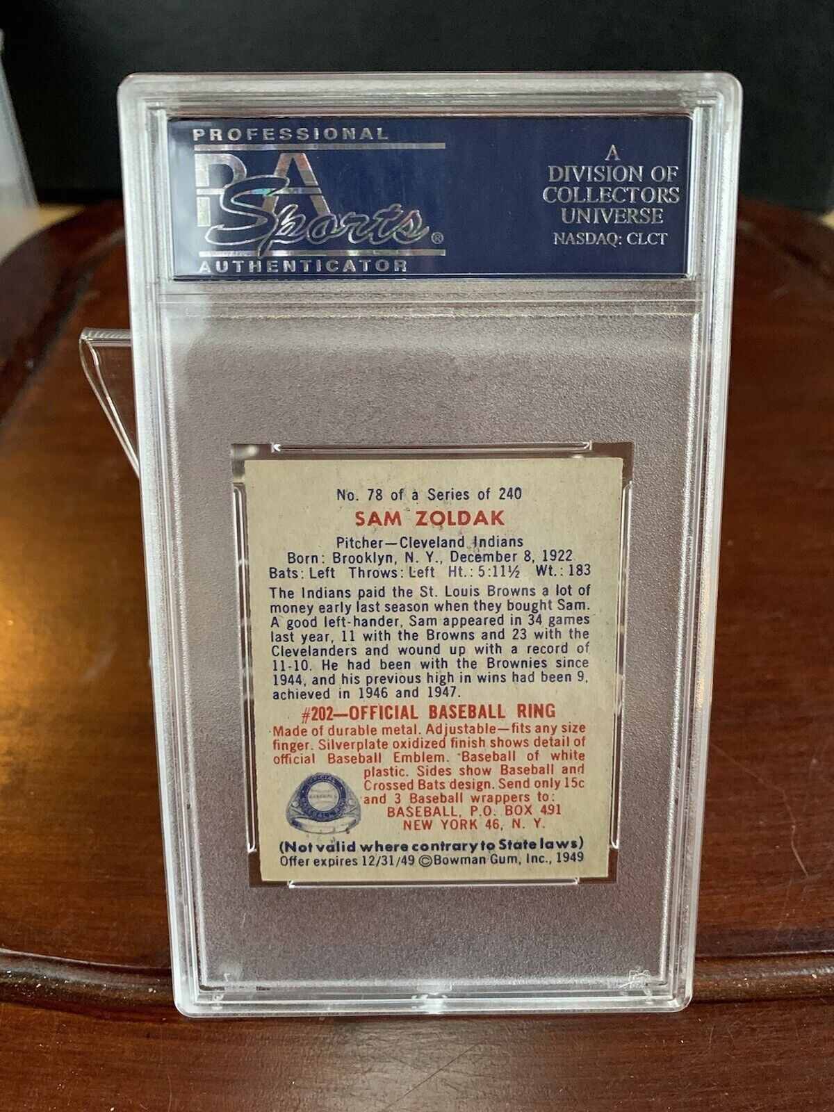 1949 Bowman #78 Sam Zoldak Name on Front NOF PSA 7 NM Near MINT | eBay