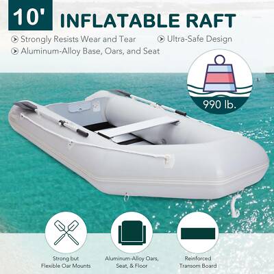 10ft Inflatable Boat Raft Fishing Dinghy Tender Pontoon Dive Rescue ...