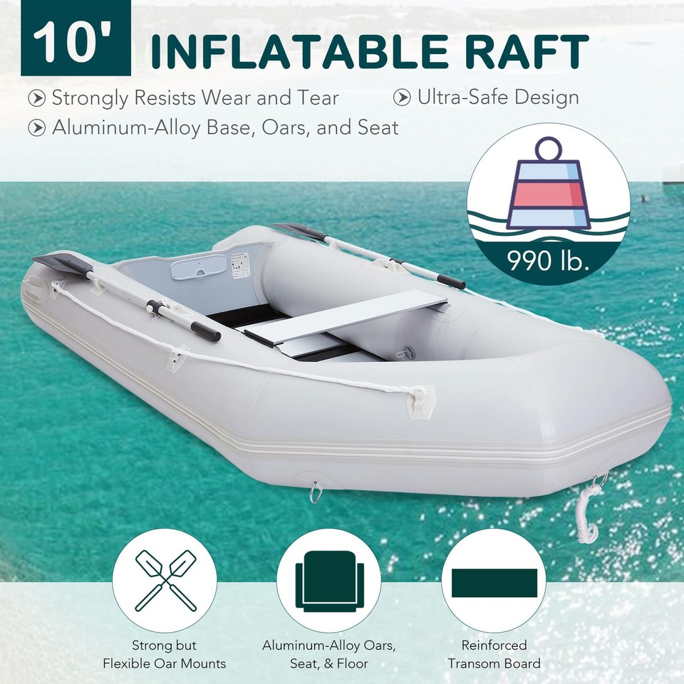 10ft Inflatable Boat w/pump Raft Fishing Dinghy Tender Pontoon Rescue ...