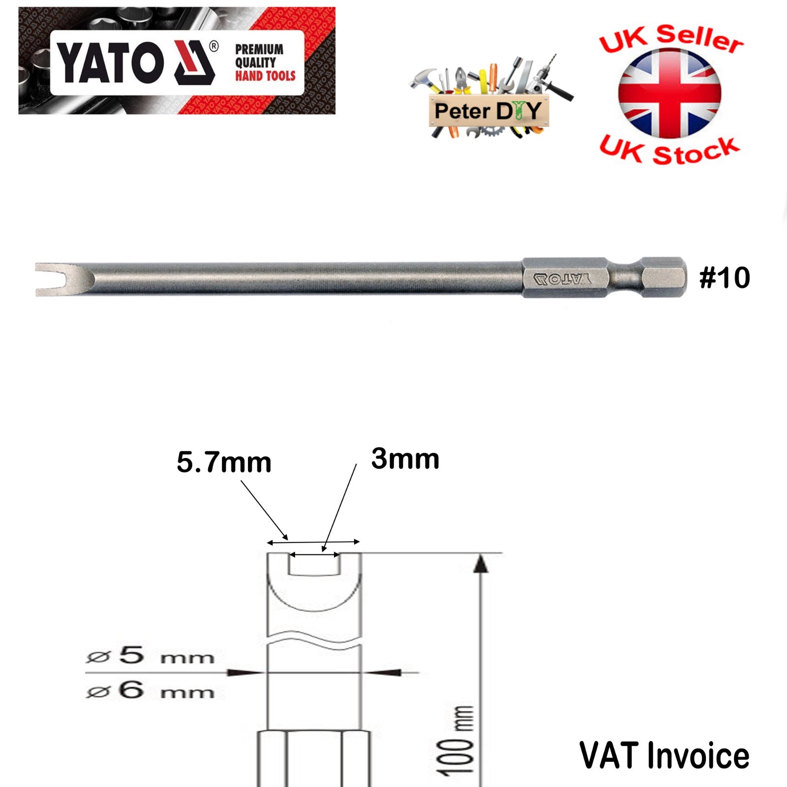 Yato Professional Long Security 2 Hole Bits Length:100mm(4") YT-0498 YT ...