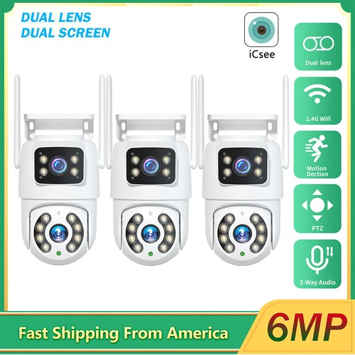 1~3PCS Dual Lens 3MP+3MP HD WiFi IP Camera Outdoor CCTV PTZ Security ...