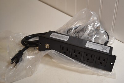 4-outlet Furniture Power Distribution Unit power strip 2 USB BLACK | eBay