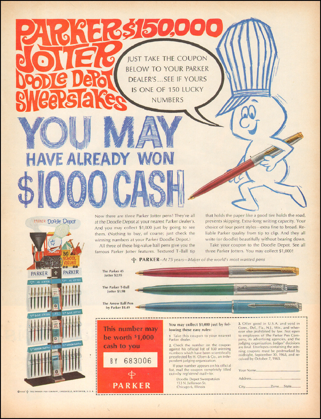 1963 Vintage ad for PARKER Jotter`Photo Pen Cartoon. (071116) | eBay
