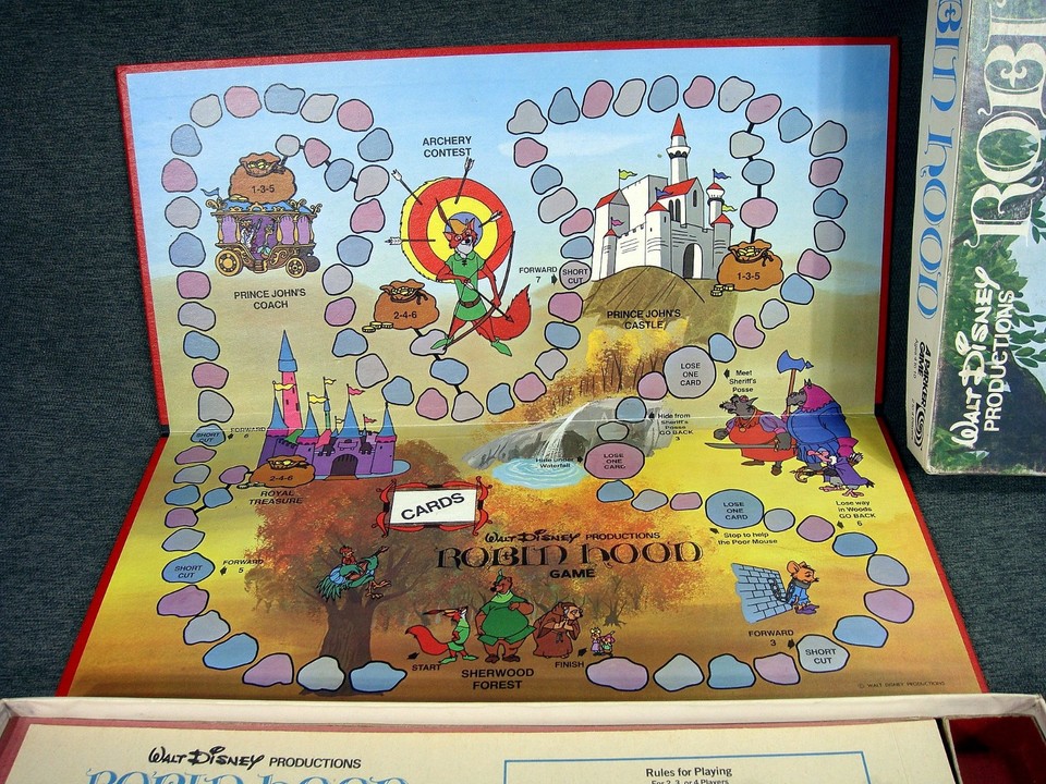 Vintage 1973 Walt Disney Robin Hood Board Game Parker Brothers Complete ...