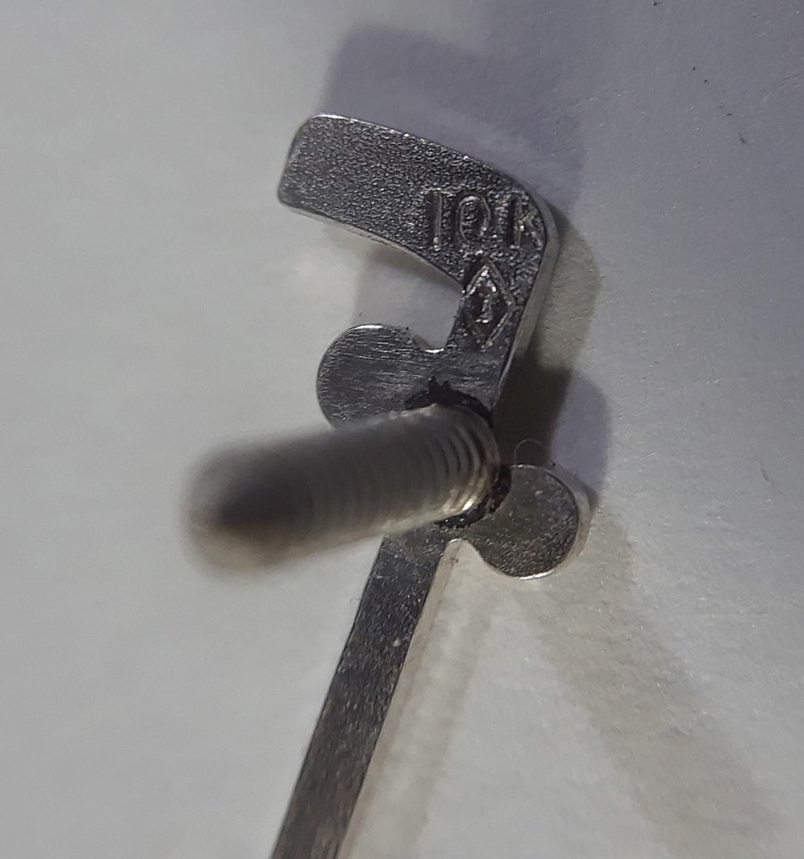 Solid 10K White Gold Tubal Cane Screwback Masonic Lapel Pin Freemasonry ...